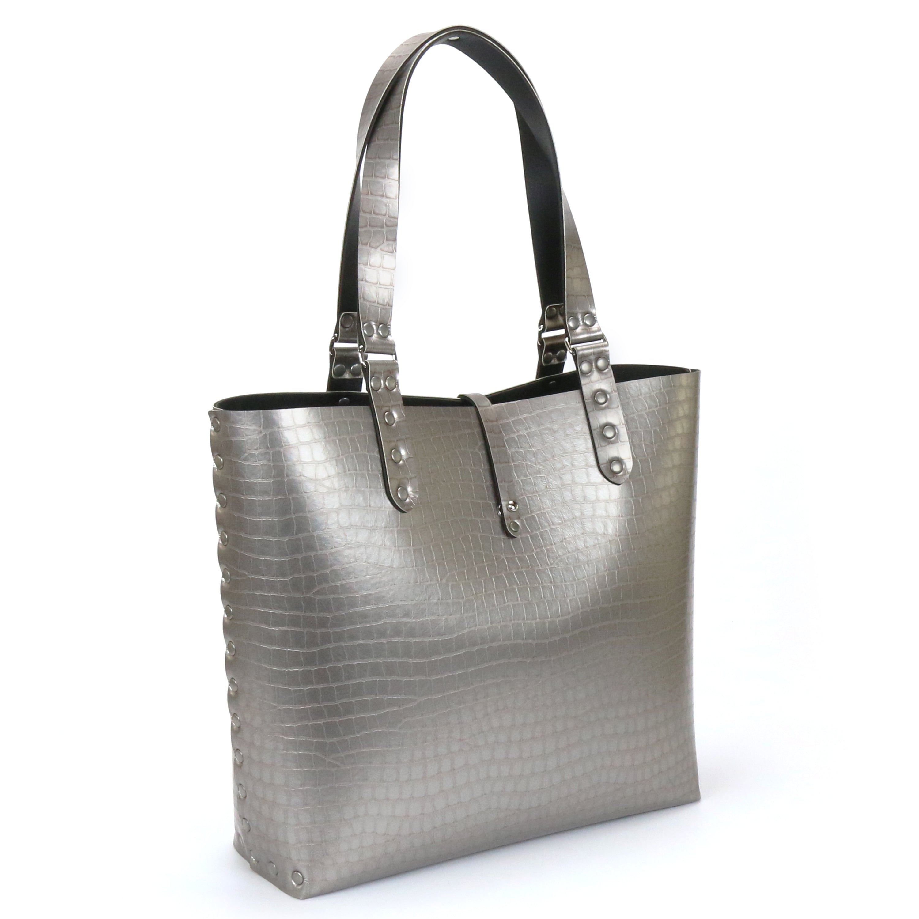 Crocodile Tote - Silver Crocodile Tote Bag - Vegan - Made in USA – Mohop