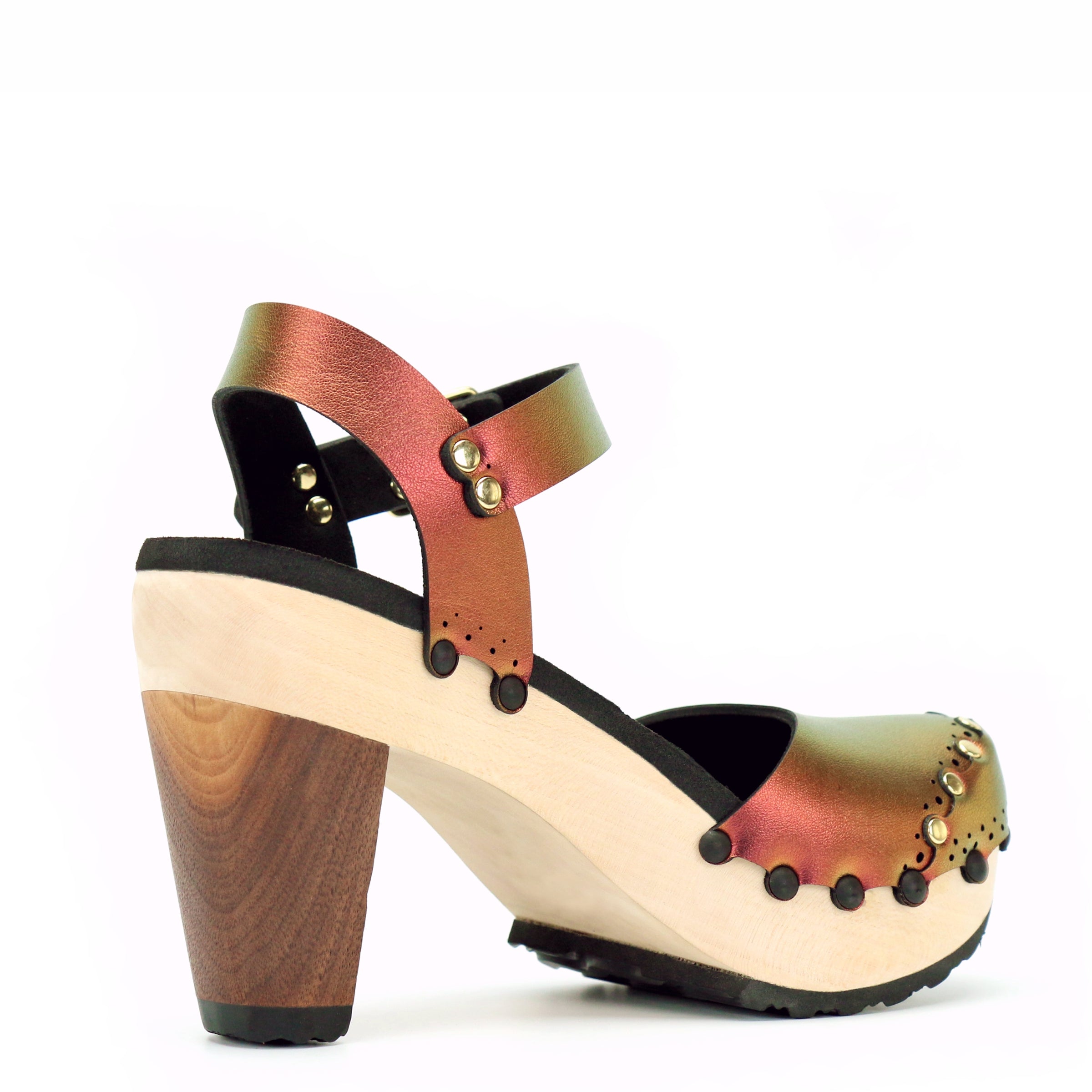 High Heel Closed Toe Ankle Clogs in Ruby - Vegan Clogs - Made in USA ...