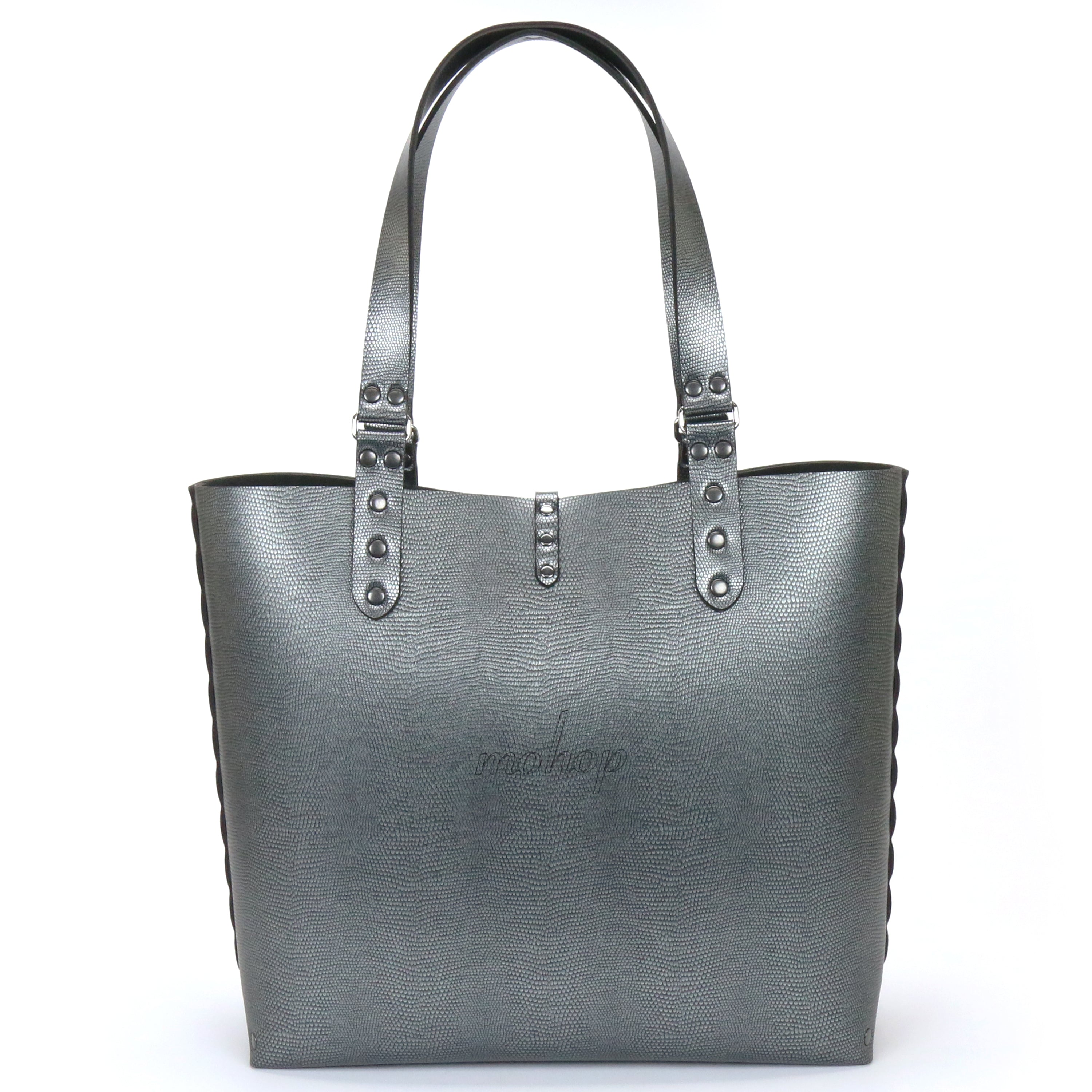 Pewter Tote Bag - Dark Silver Tote - Vegan - Made in USA – Mohop