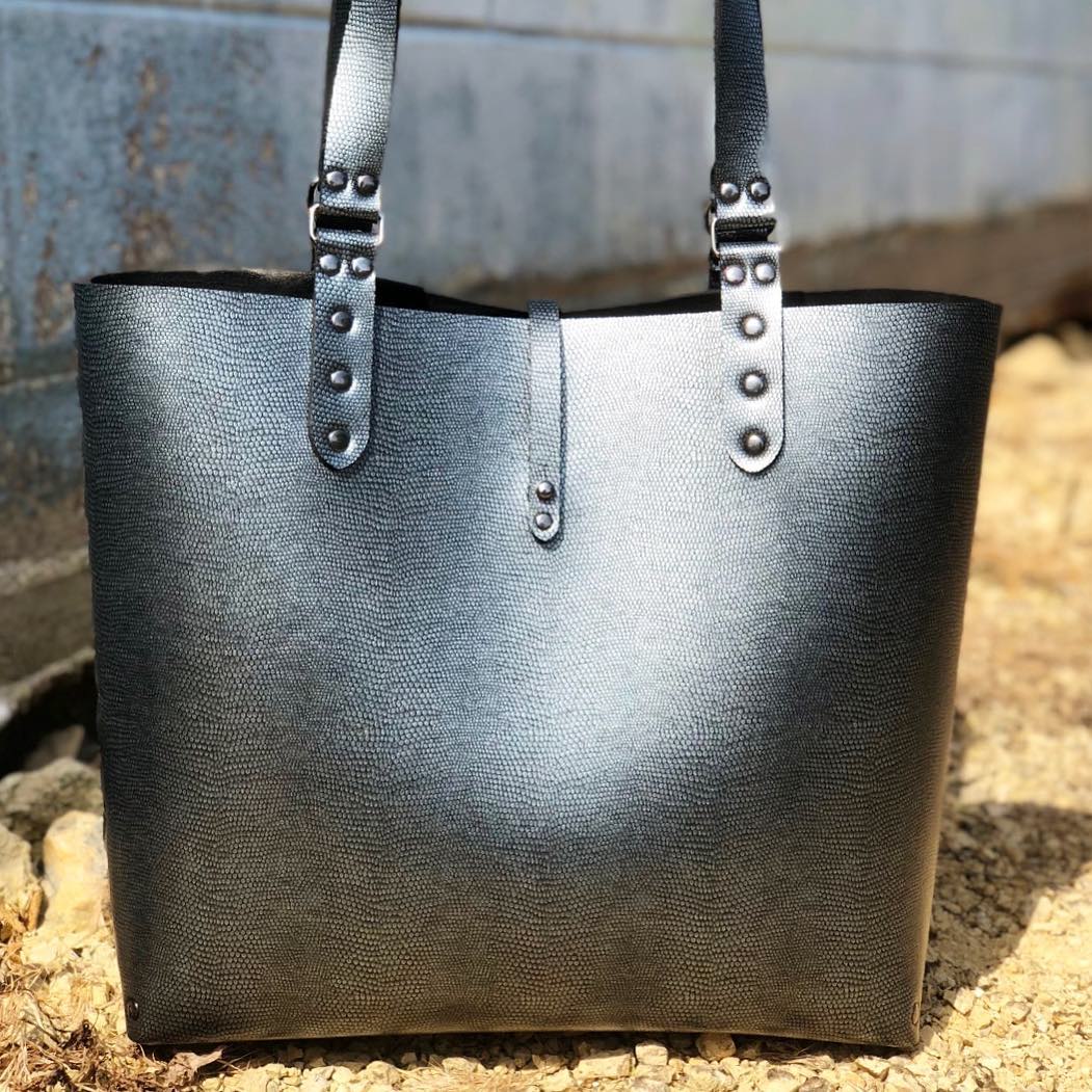 Pewter Tote Bag - Dark Silver Tote - Vegan - Made in USA – Mohop
